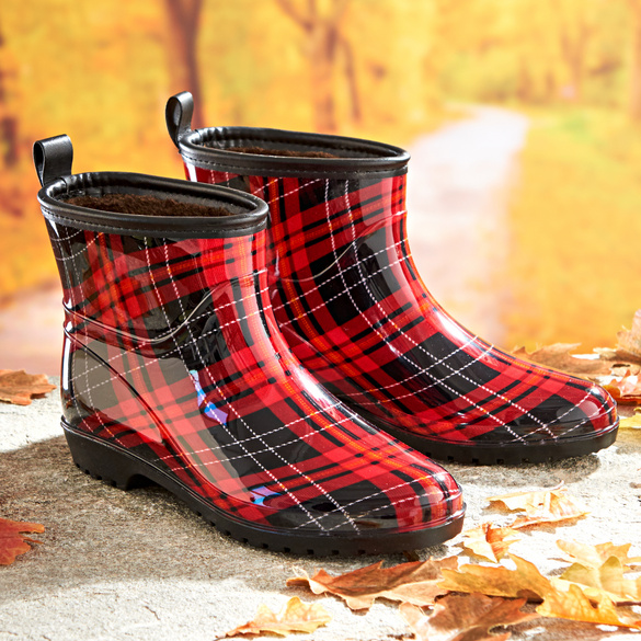 Bottines, rouge à carreaux | Vitrine Magique