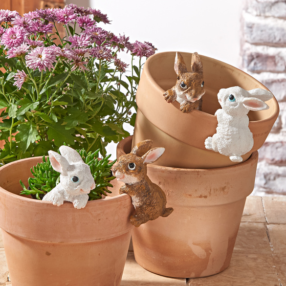 Lot de 4 Lapins pour pots de fleurs Gainsborough | Vitrine Magique