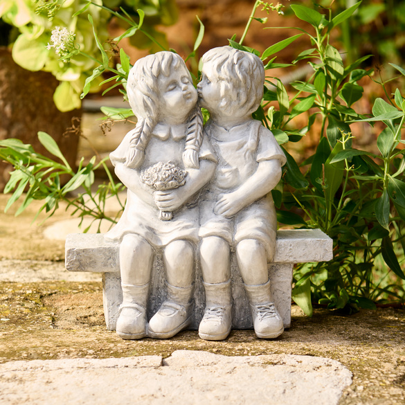 Statue de jardin "Deux enfants sur un banc" Gainsborough | Vitrine Magique